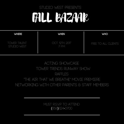 Fall Bazaar- Open House Event- Studio West - Tower Talent